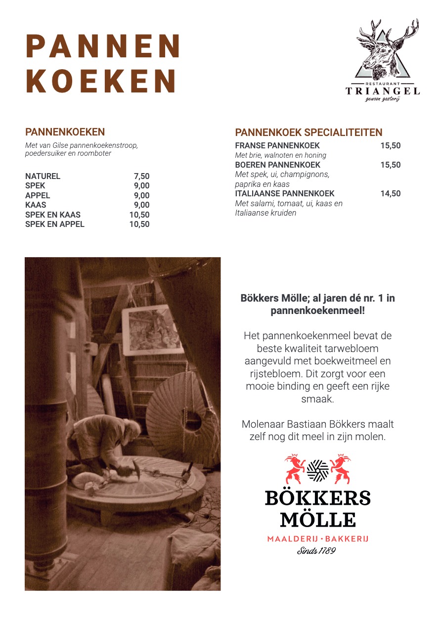 Menukaart Diner – Restaurant Triangel