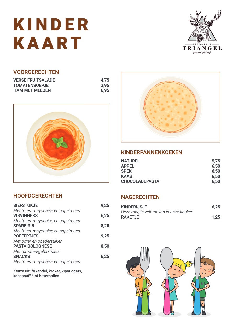 Menukaart Diner – Restaurant Triangel