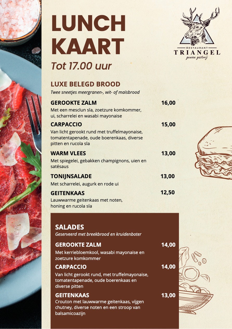 Menukaart Diner – Restaurant Triangel