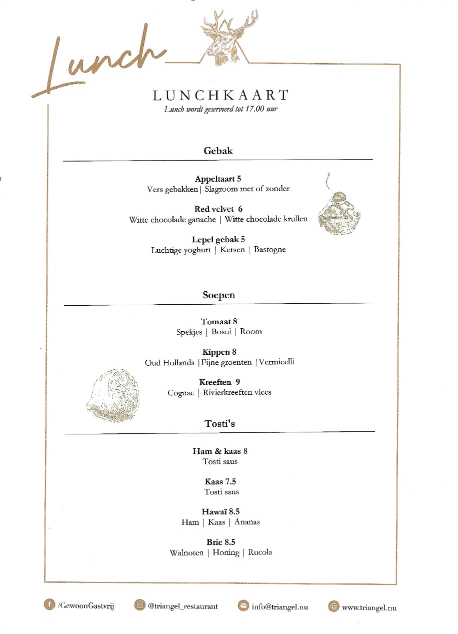 Menukaart Diner – Restaurant Triangel