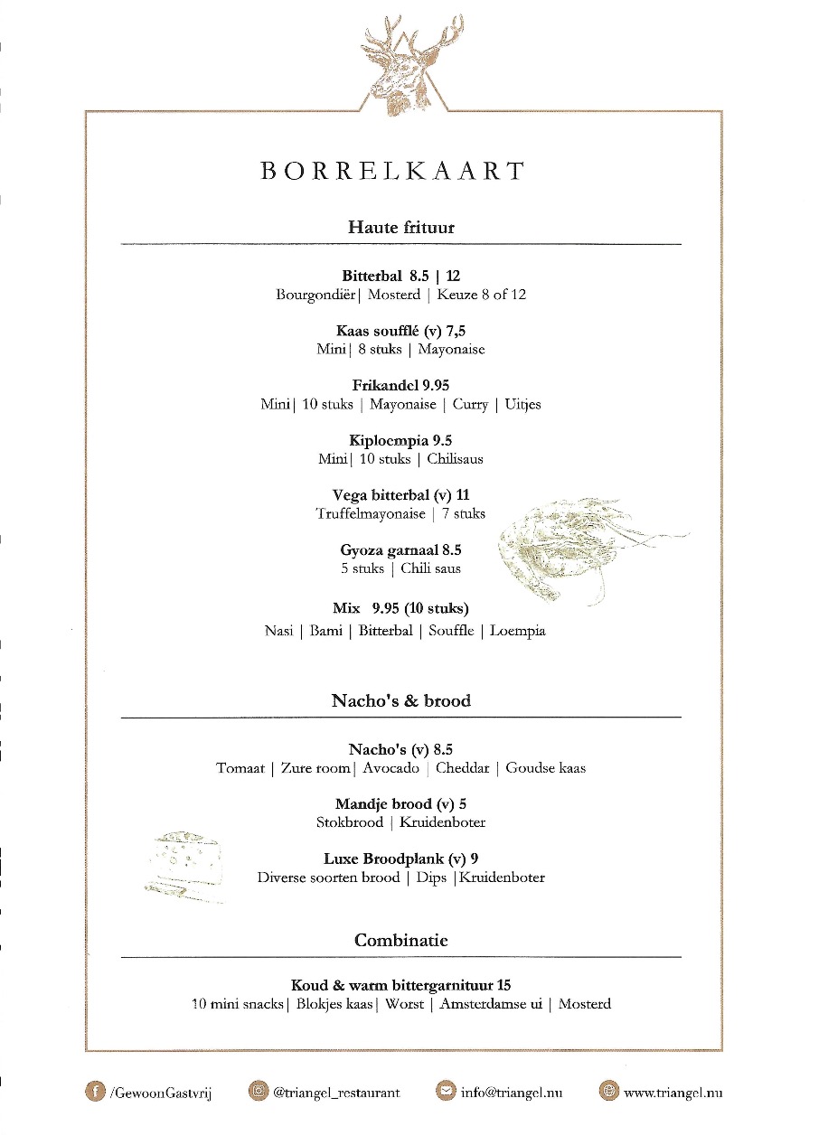 Menukaart Diner – Restaurant Triangel